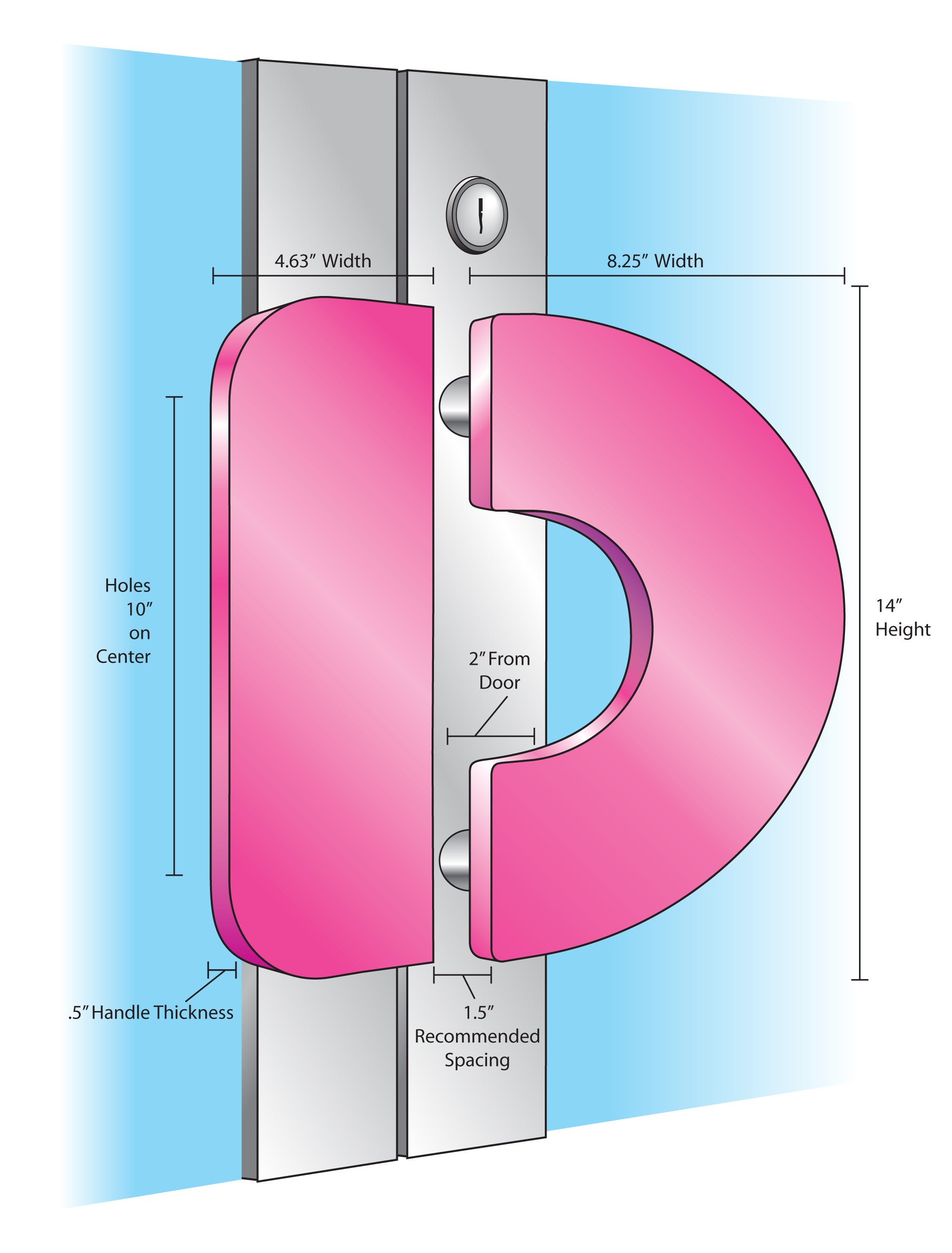 Flat Split D Handle Set in Pink | Healy Hardware