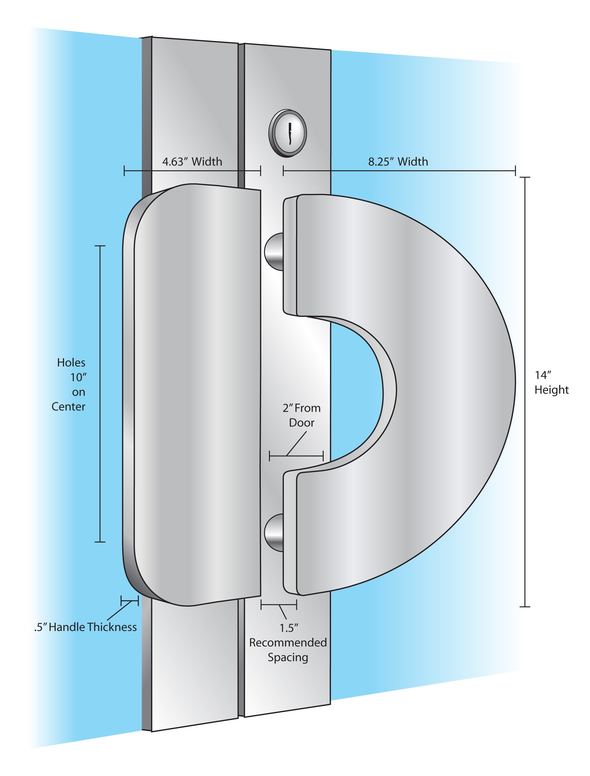 Flat Split D Handle Set in Silver | Healy Hardware